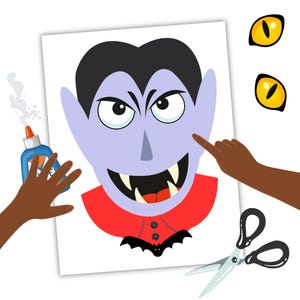 Printable Vampire Halloween Craft for Kids, Easy Cut and Paste DIY ...