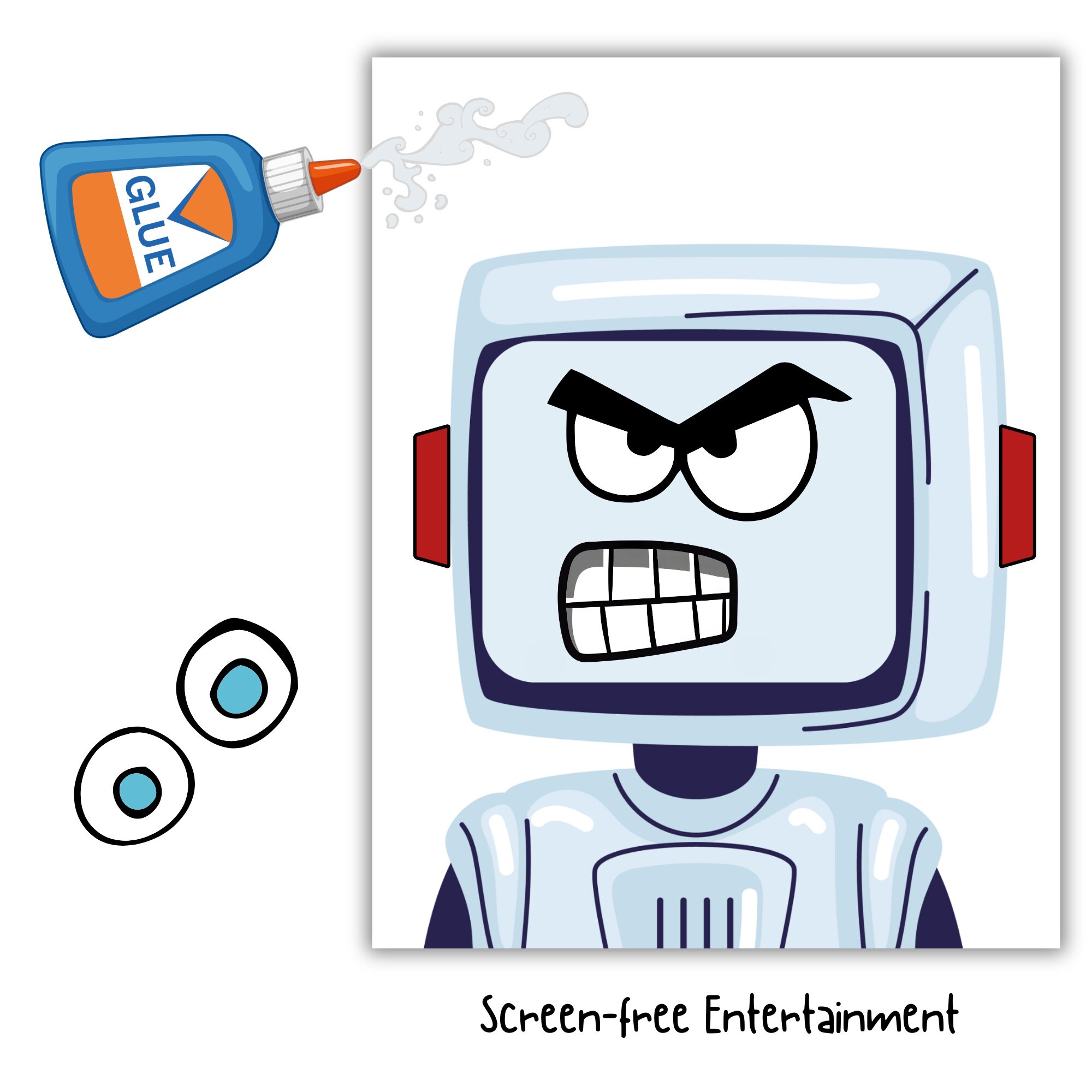 Robot Printable, Cut and Paste Activity, Craft for Kids - Etsy