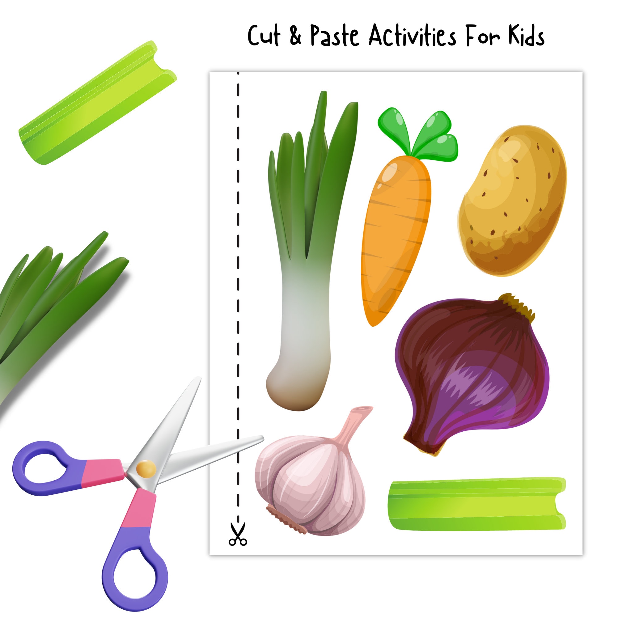 Printable Food Assembly Kit, Veggie Soup Cut and Create, Printable ...