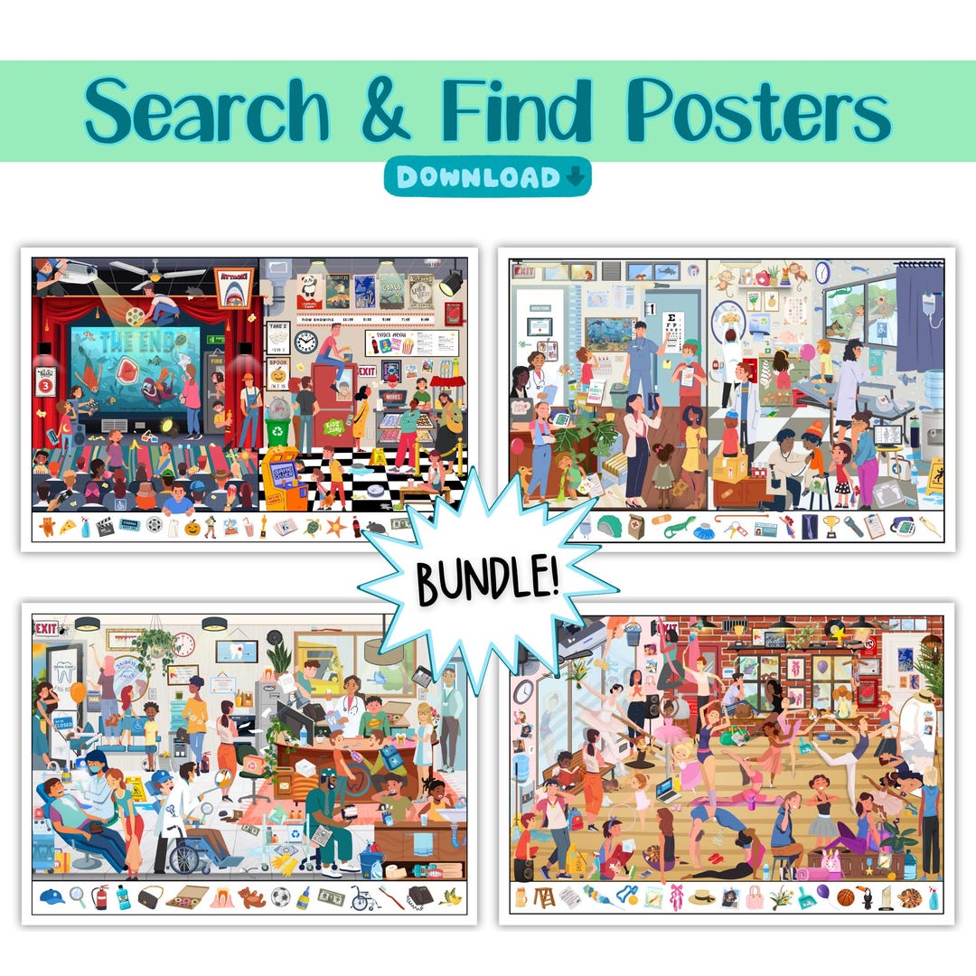 Printable Search and Find Posters, Interactive Classroom and Playroom ...