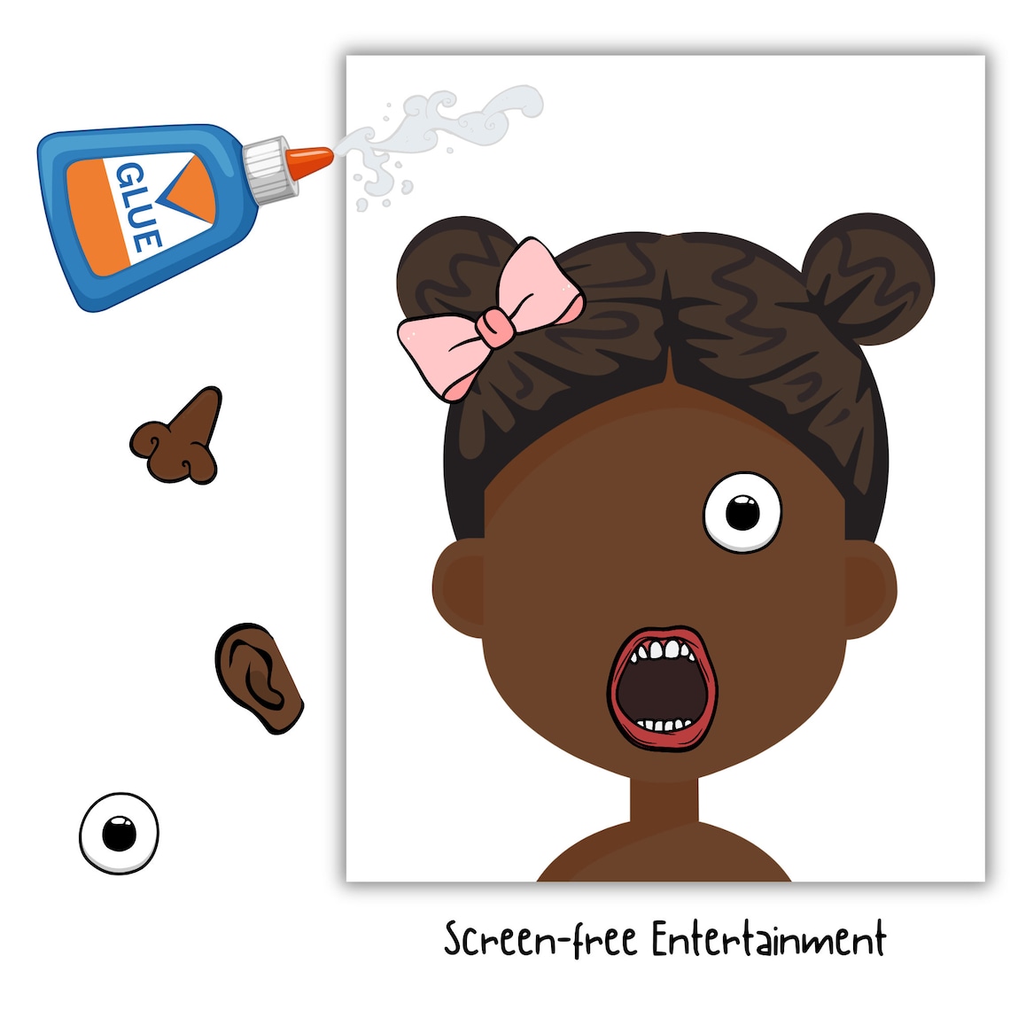 Printable Cut and Paste Activity, Girl Face Assembly Kit, Crafts for ...