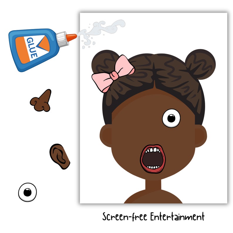 Printable Cut and Paste Activity, Girl Face Assembly Kit, Crafts for ...