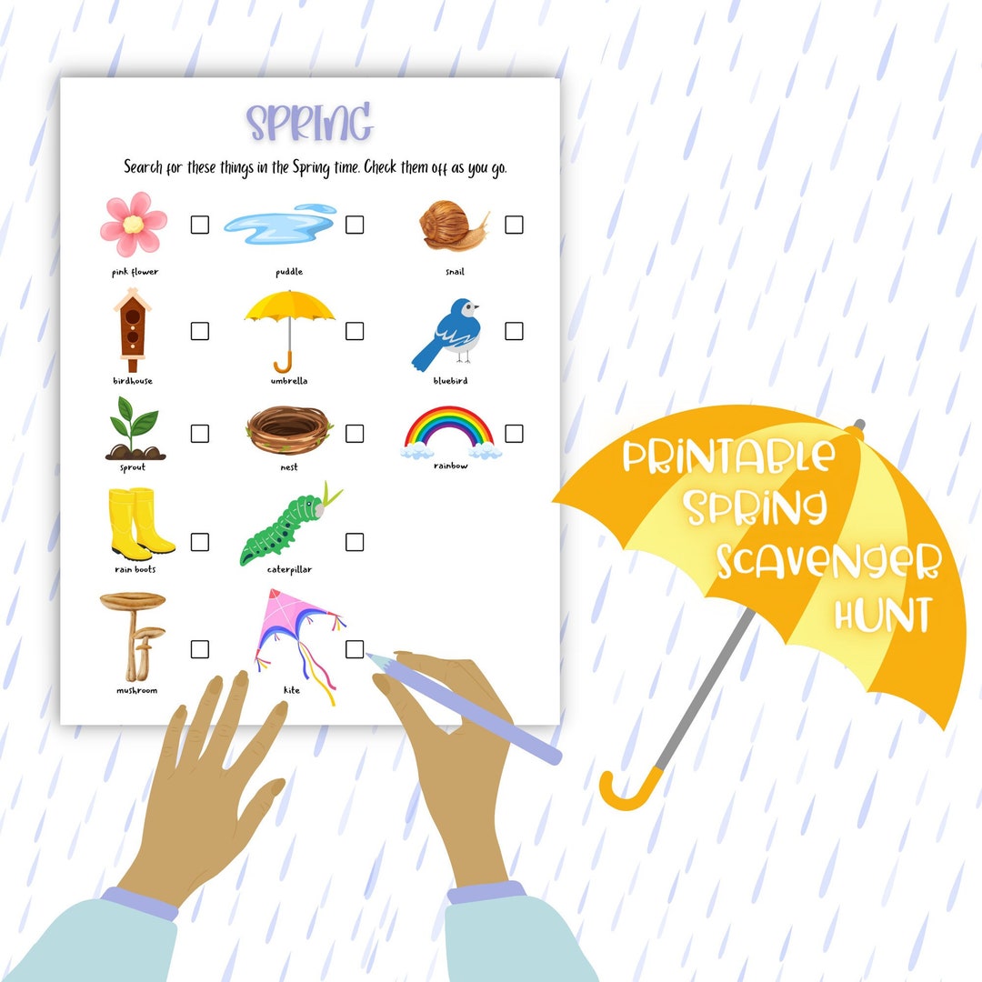 Printable Spring Scavenger Hunt, Kids Treasure Hunt, Print at Home ...