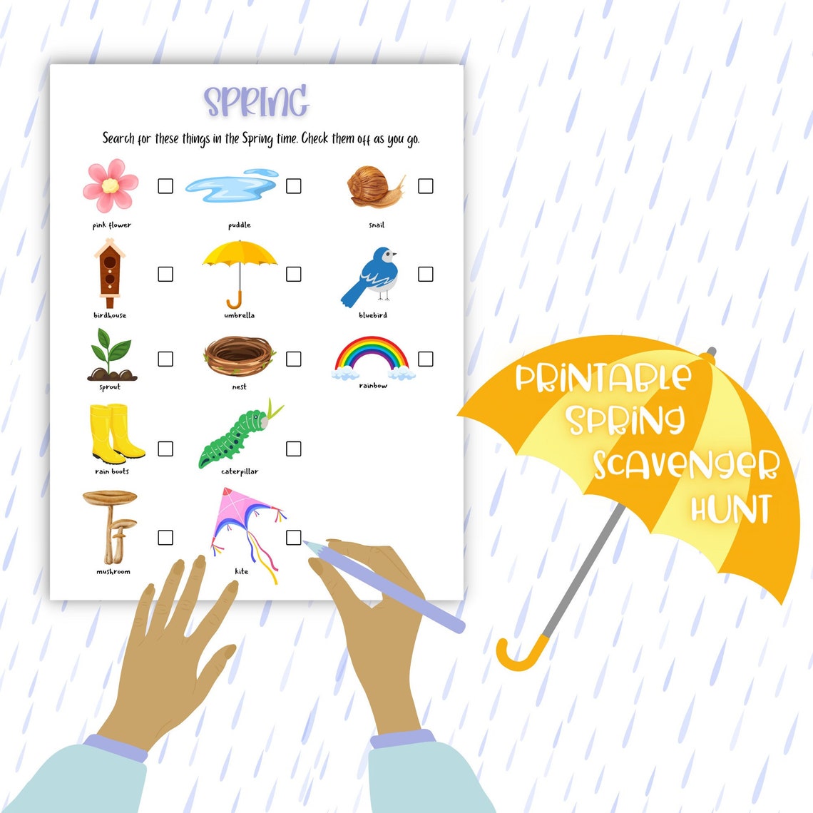 Printable Spring Scavenger Hunt, Kids Treasure Hunt, Print at Home ...