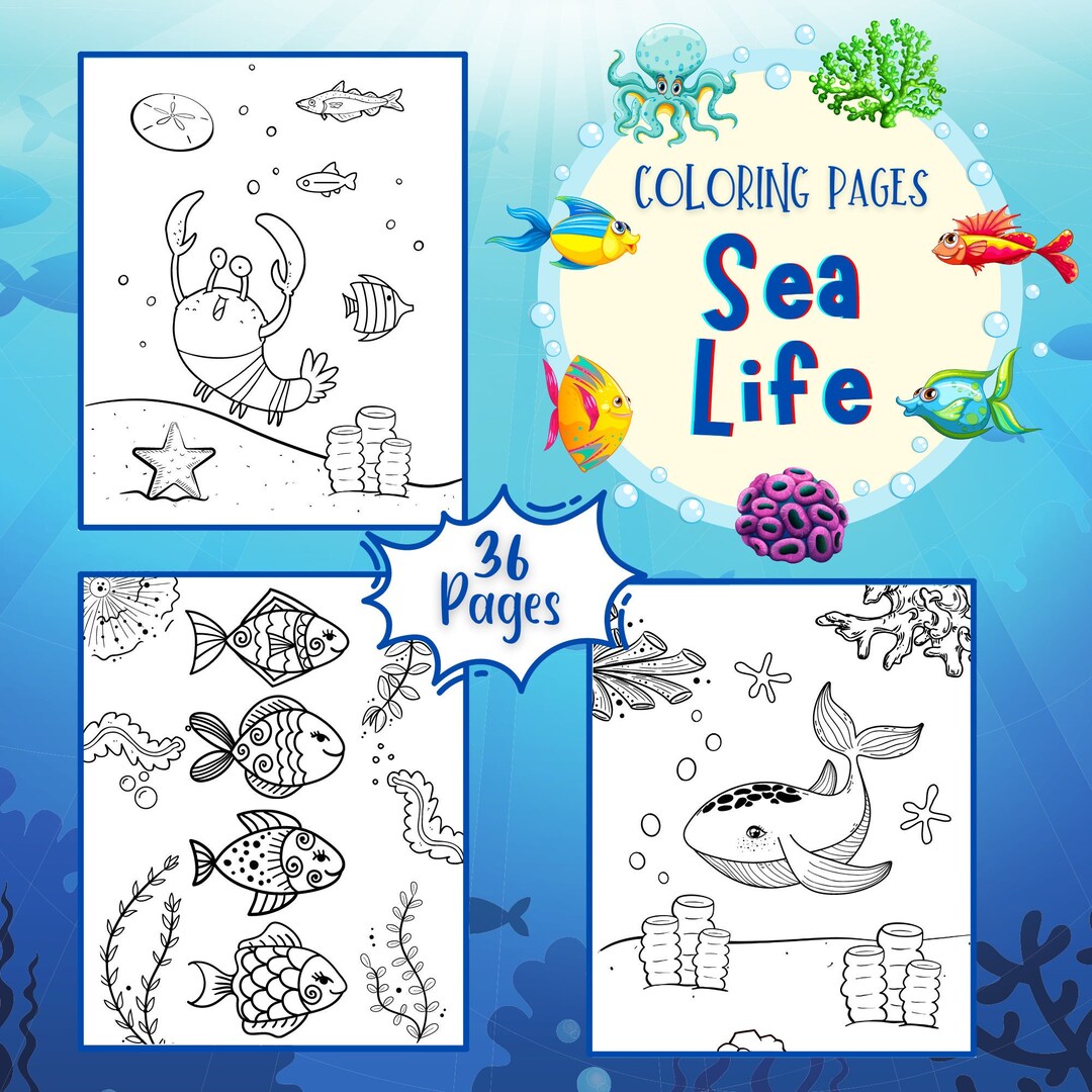 Printable Sea Life Coloring Pages, 36 Ocean Coloring Sheets for Kids - Etsy