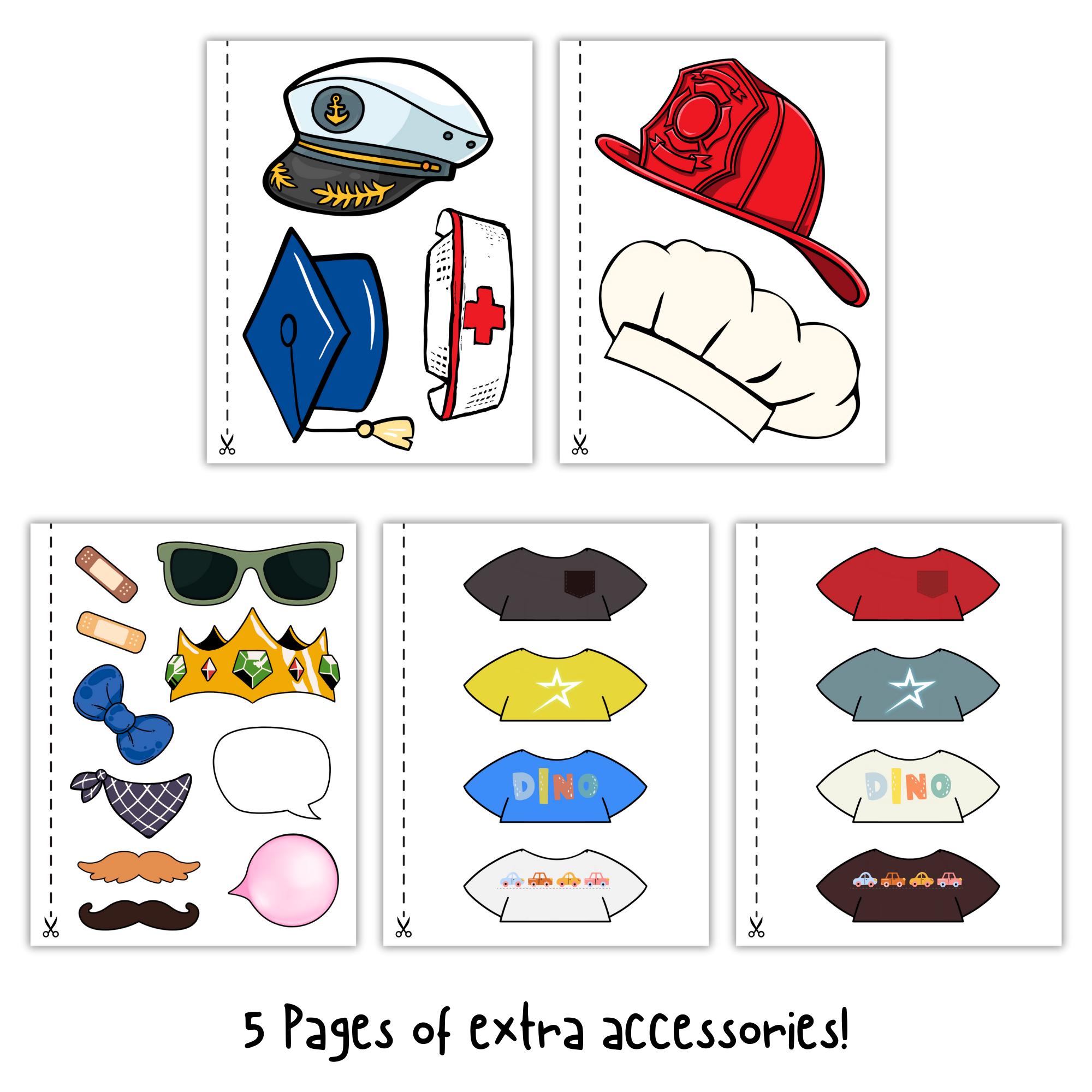 Printable Boy Faces Craft Kit, DIY Character Faces & Fun Accessories ...