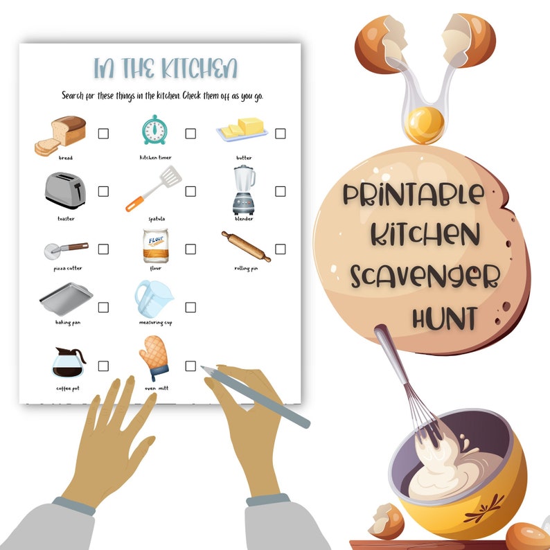 Printable Kitchen-themed Scavenger Hunt, Kids Treasure Hunt, Print at ...