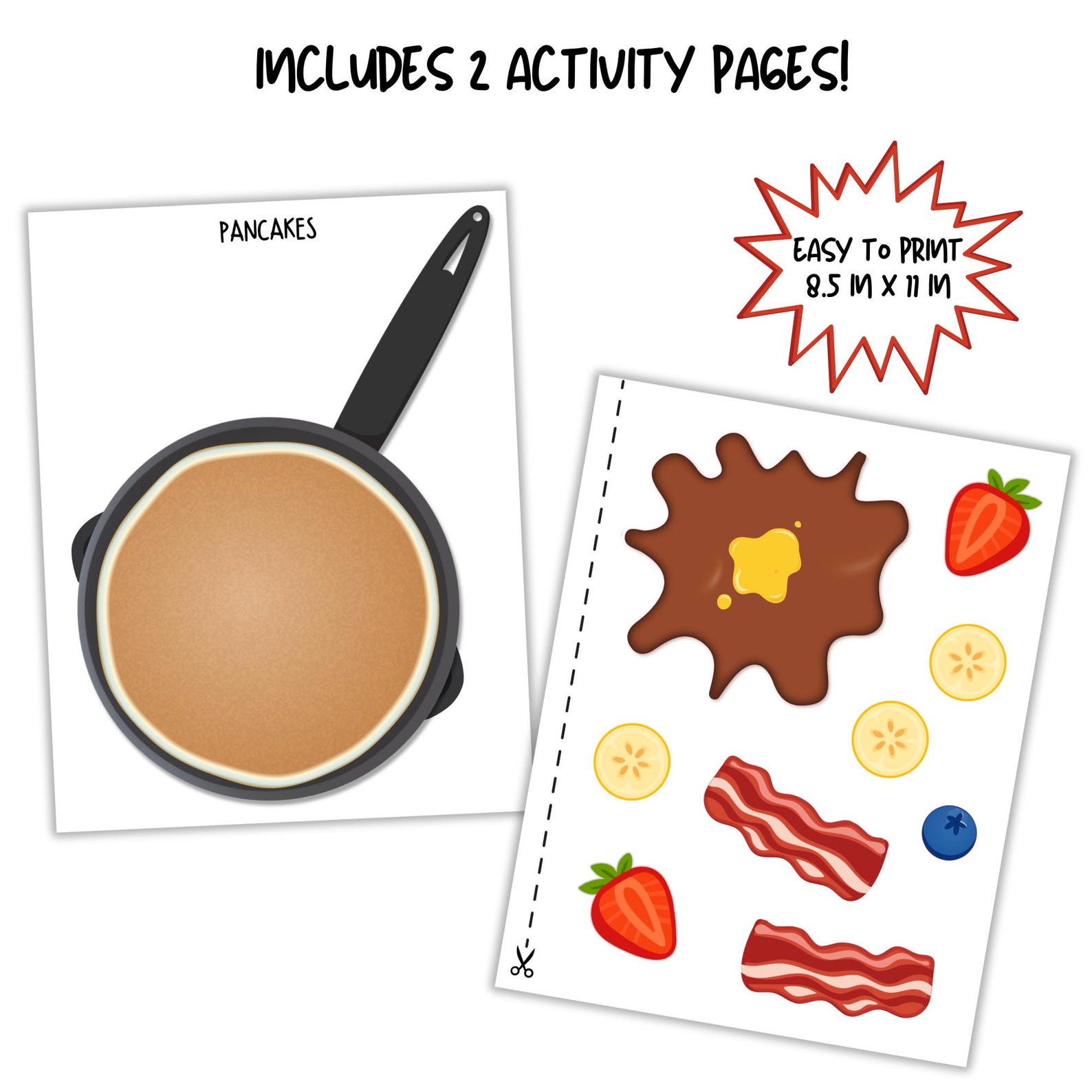 Cut & Create Pancake Craft, Printable Food Activity for Kids, Cut and ...
