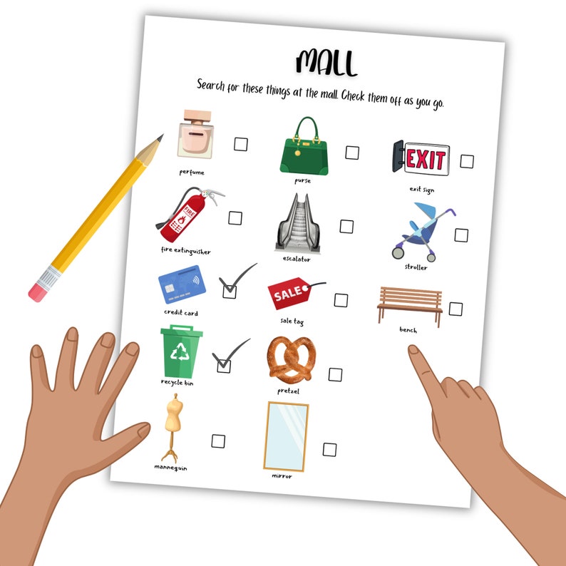 Printable Scavenger Hunt, Mall-themed Treasure Hunt, Print at Home ...