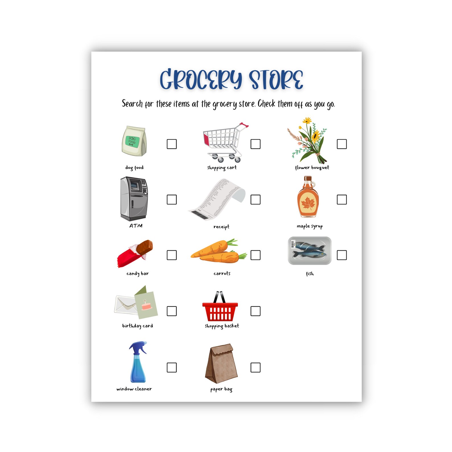Printable Grocery Store Scavenger Hunt, Kids Treasure Hunt, Print at ...