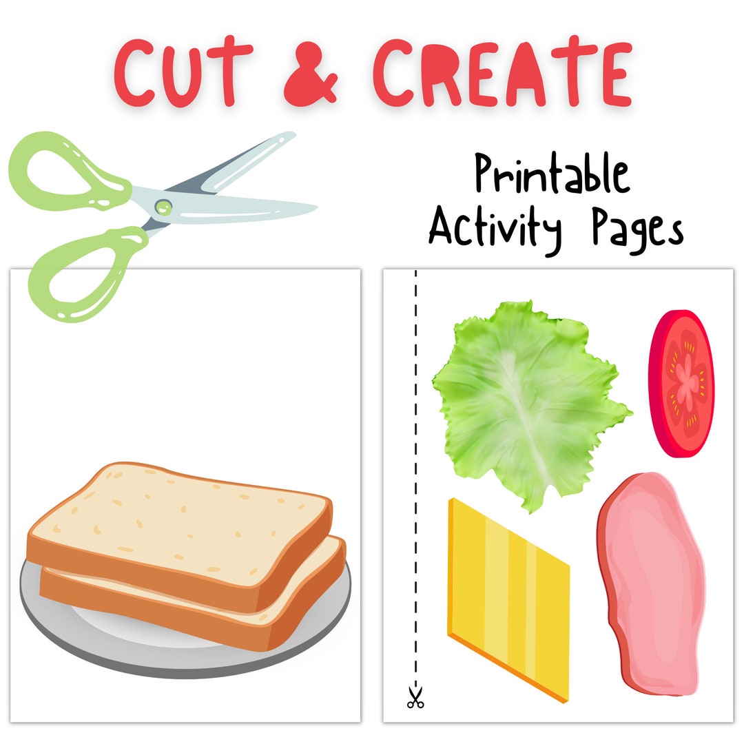 Printable Food Assembly Kit, Sandwich Cut and Create, Printable Crafts ...