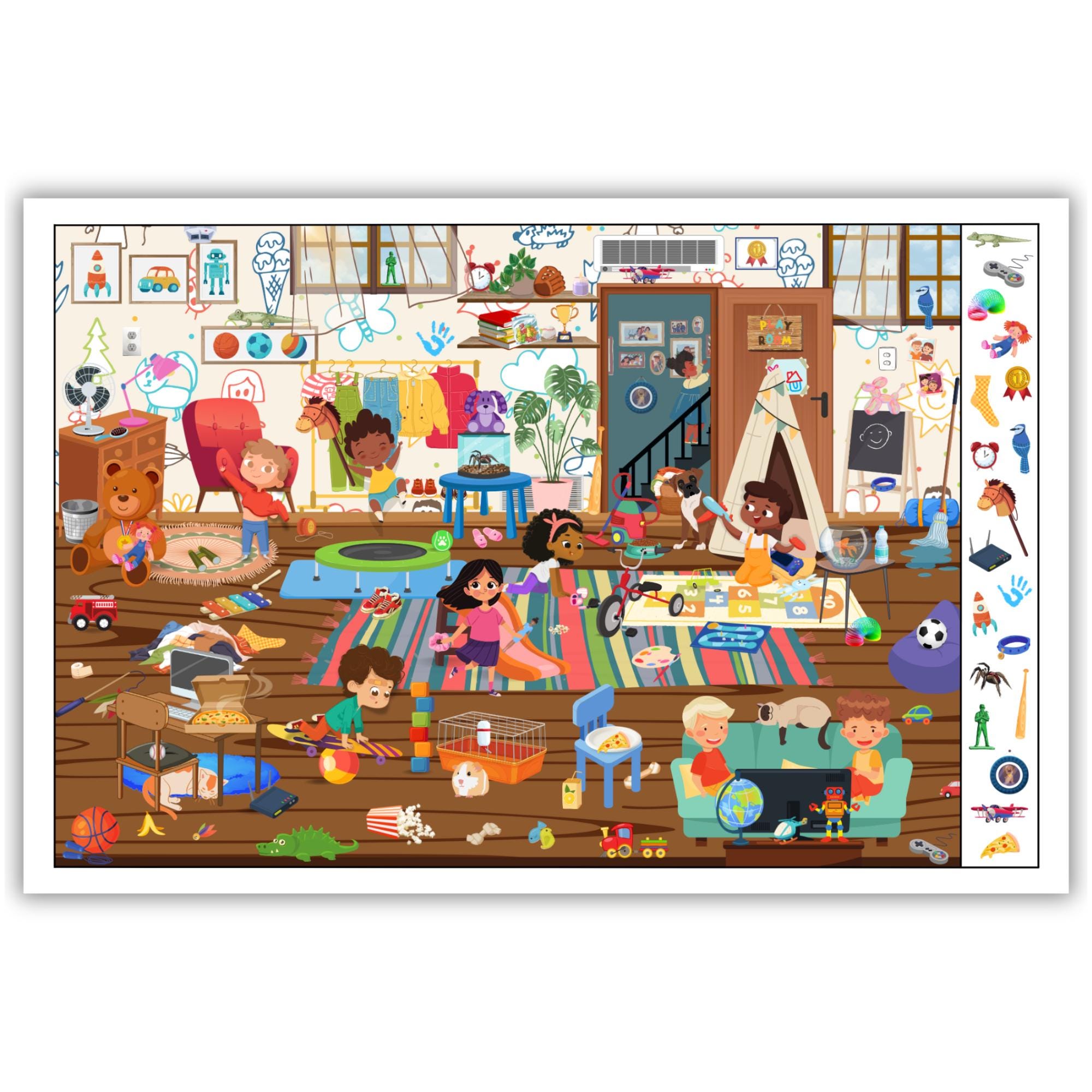 Printable Playroom Poster for Kids, Classroom Decor, Search and Find ...