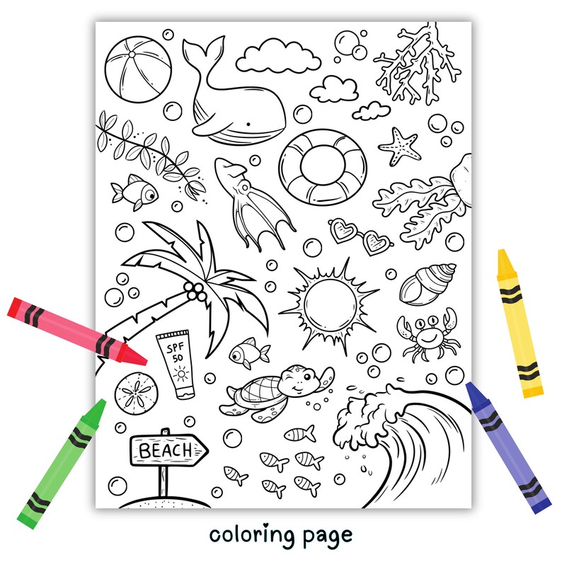 Beach Fun Activity Pages for Kids, Ocean Themed Printables, Educational ...