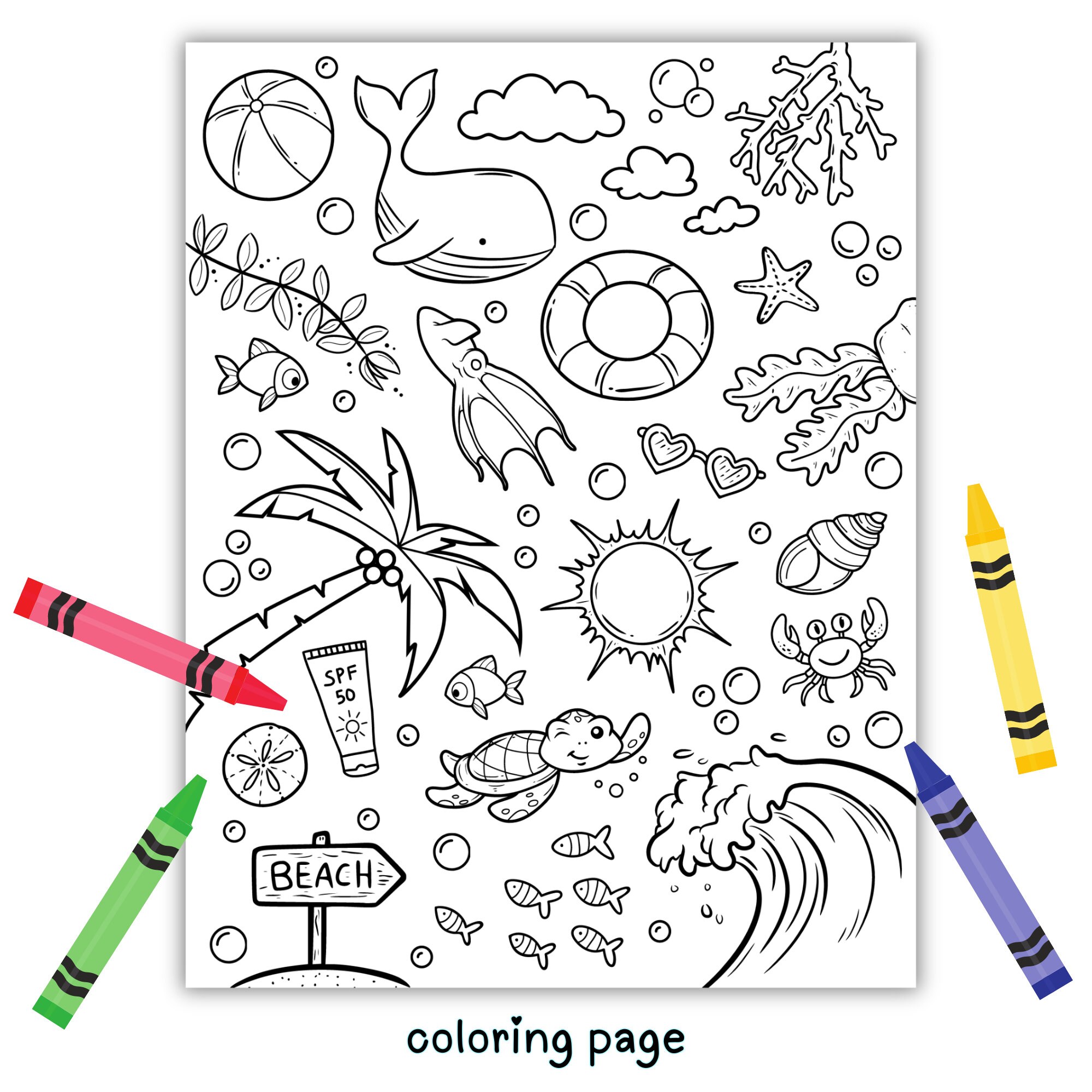 Beach Fun Activity Pages for Kids, Ocean Themed Printables, Educational ...