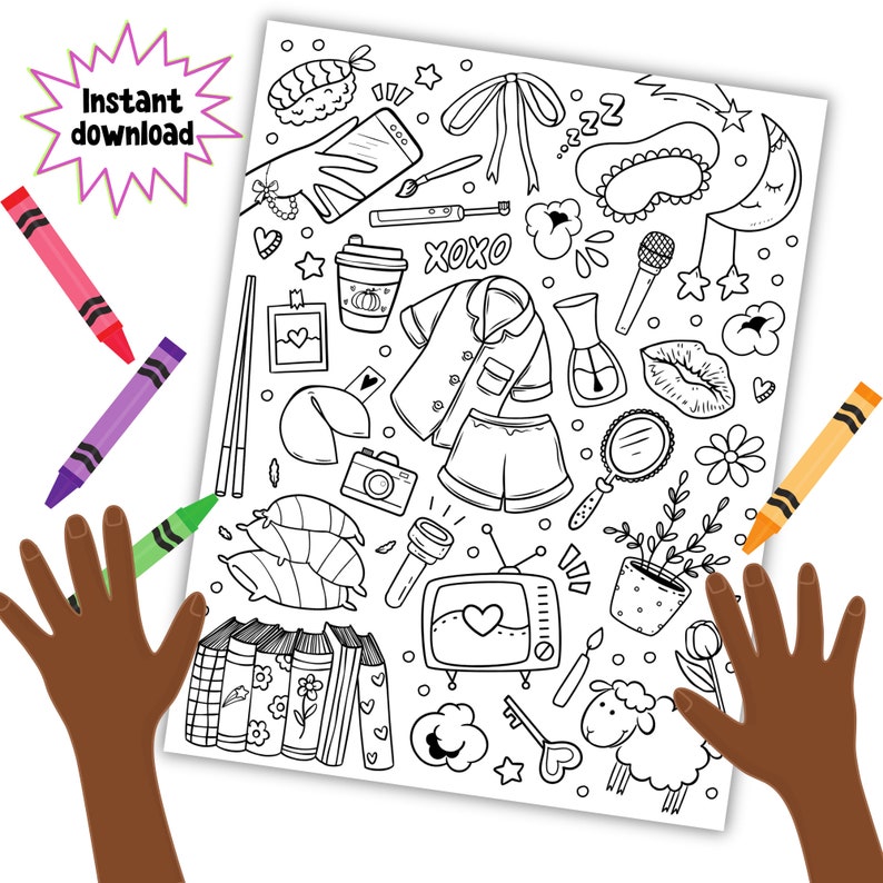 Printable Sleepover Coloring Page, Slumber Party-themed Activity - Etsy