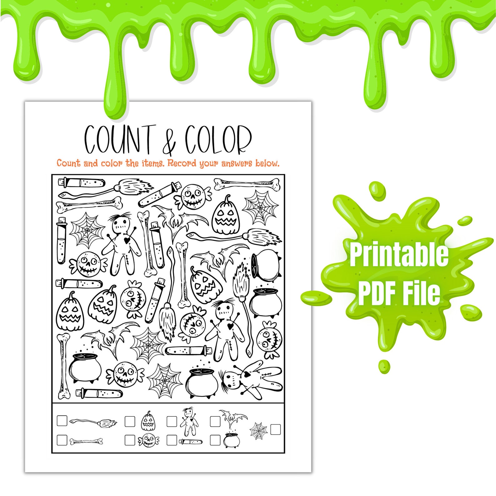 Printable Halloween Count and Color Activity for Kids, Search and Find ...