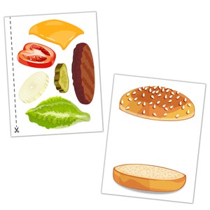 Printable Hamburger Craft, Cut and Paste Build A Burger Assembly Kit ...