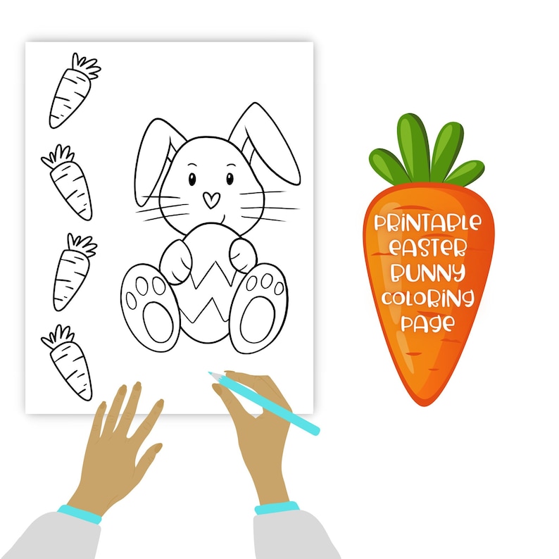 Printable Easter Bunny Coloring Page, Print at Home Crafts for Kids - Etsy
