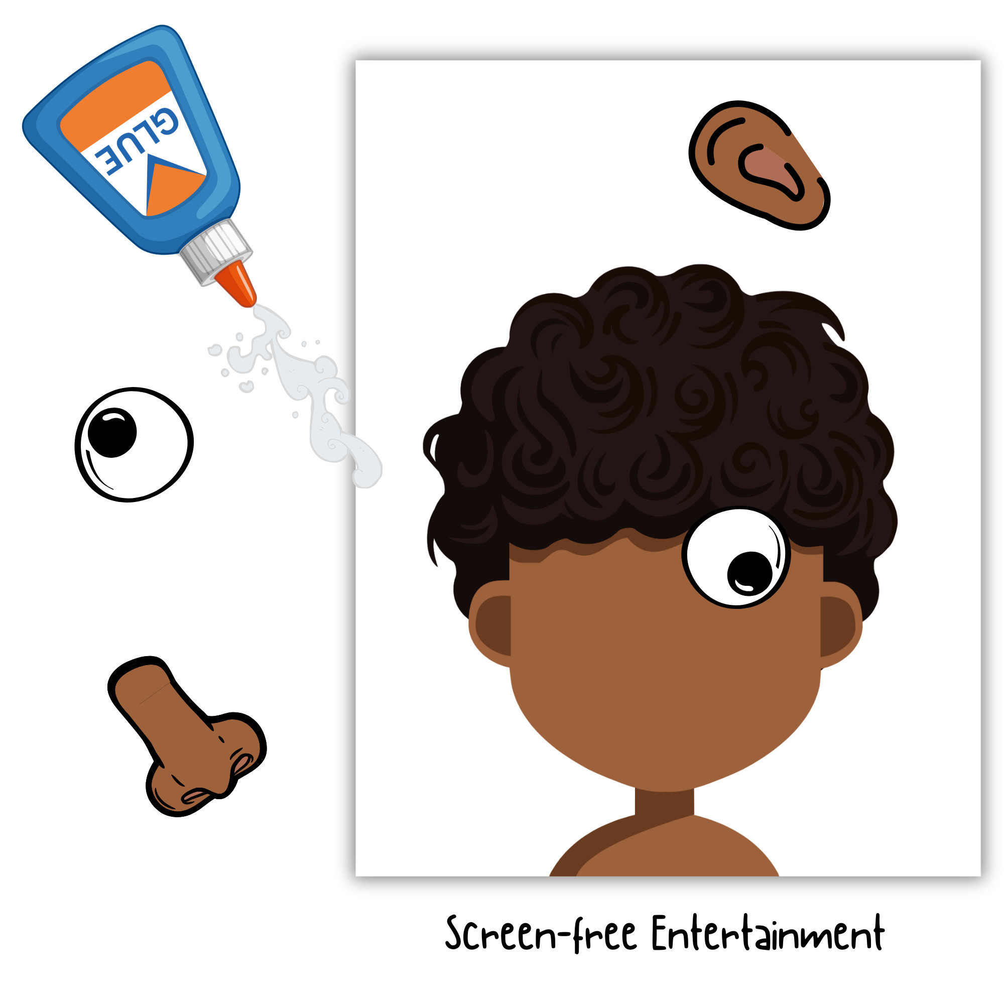 Printable Boy Face Cut and Paste Activity Set, Fun DIY Craft for Kids ...