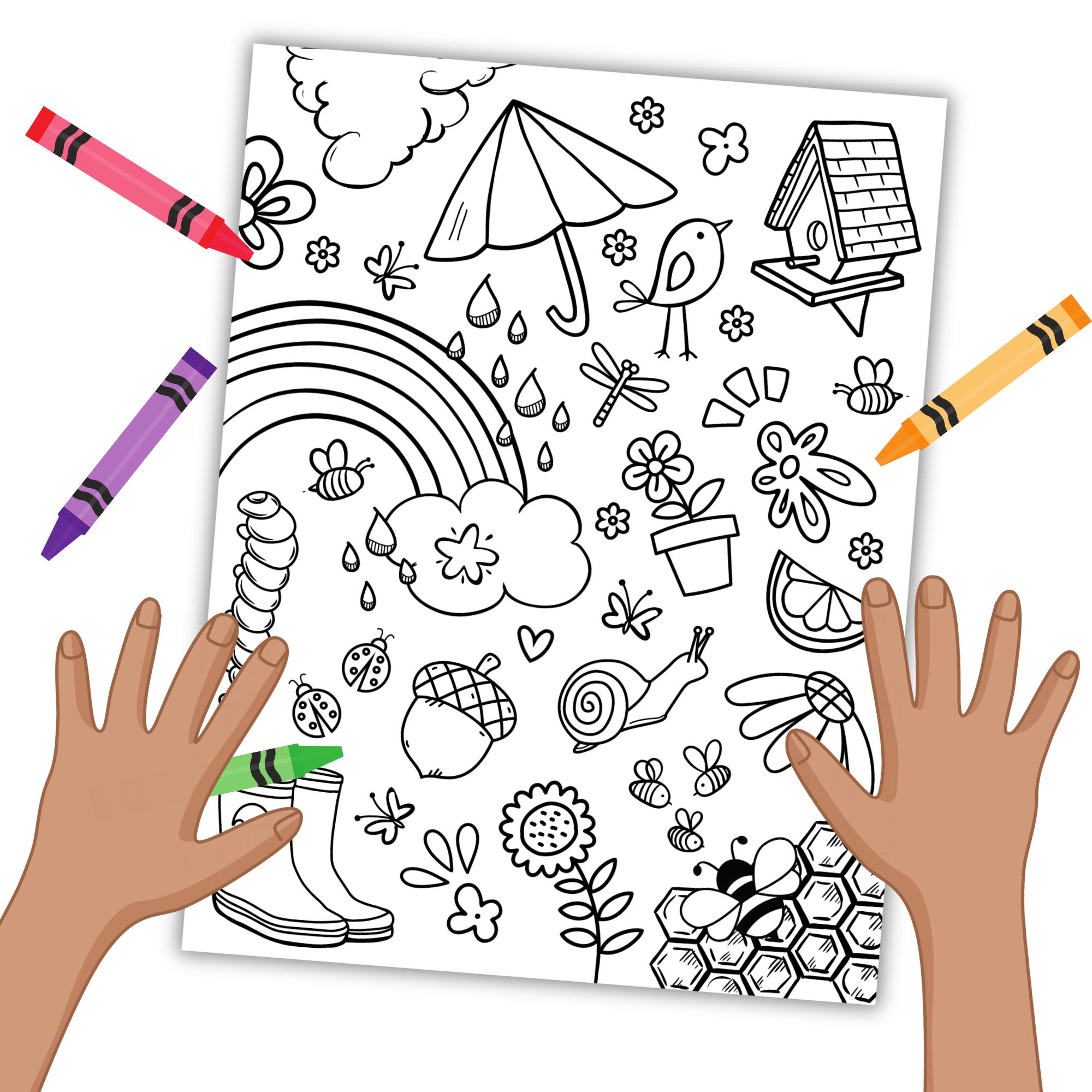 Four Seasons Doodle Coloring Pages, Relaxing Art for All Seasons ...