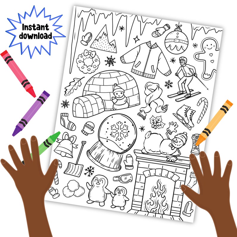 Winter Wonderland Printable Coloring Page - Fun Snowflake and Holiday ...