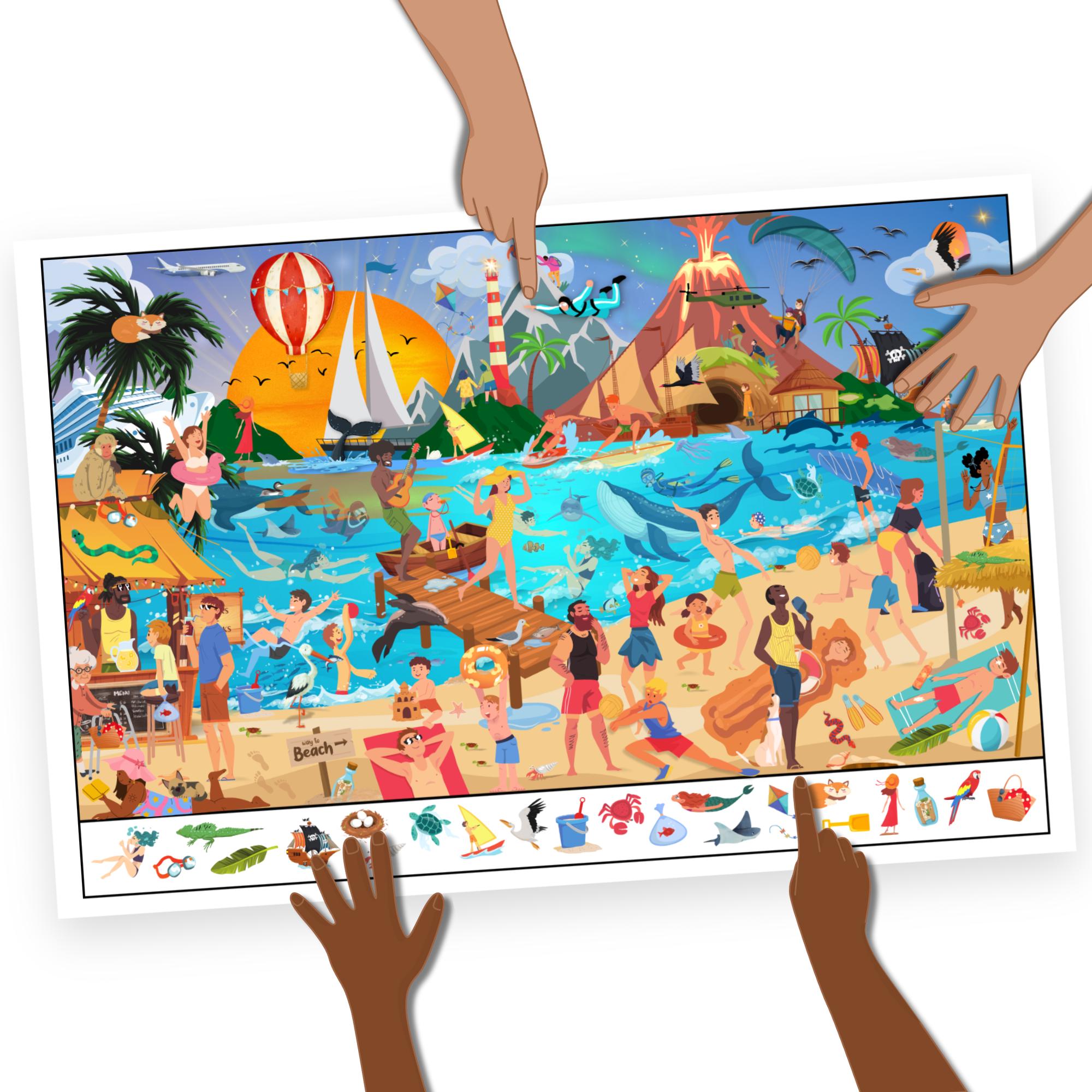 Printable Beach-themed Search and Find Poster for Kids, Engaging Summer ...