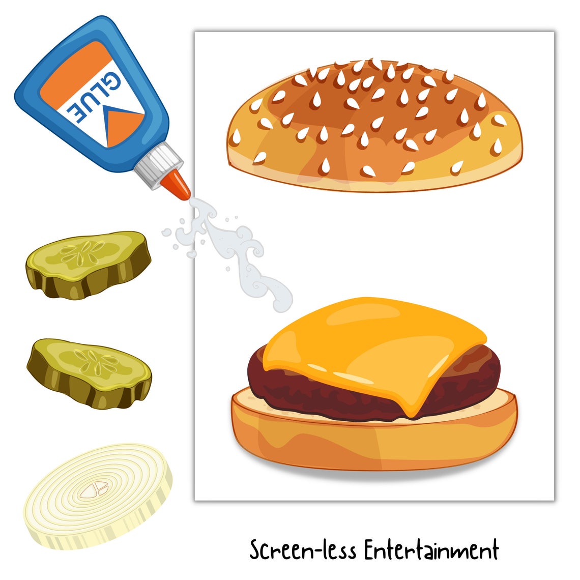 Printable Hamburger Craft, Cut and Paste Build A Burger Assembly Kit ...