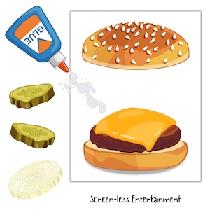 Printable Hamburger Craft, Cut and Paste Build A Burger Assembly Kit ...