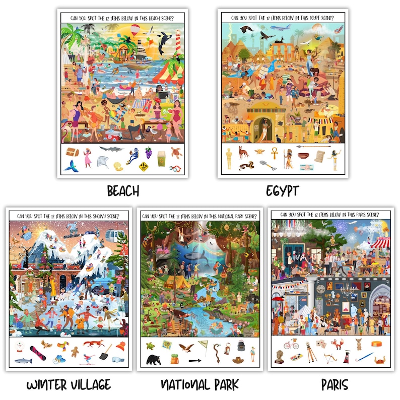 Printable Vacation Activity Pack, Search & Find Hidden Picture Puzzles ...
