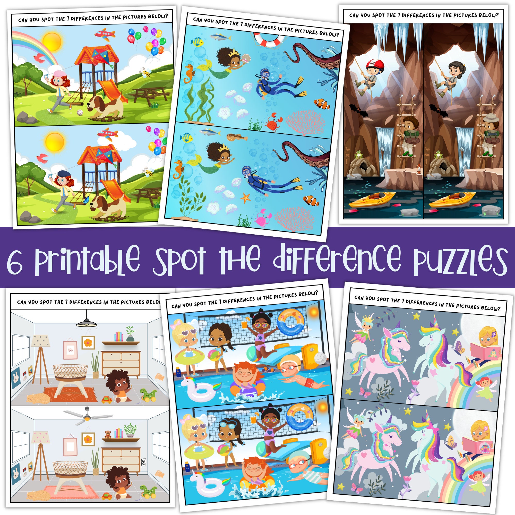Printable Spot the Difference Puzzles, Games for Kids, Print at Home ...