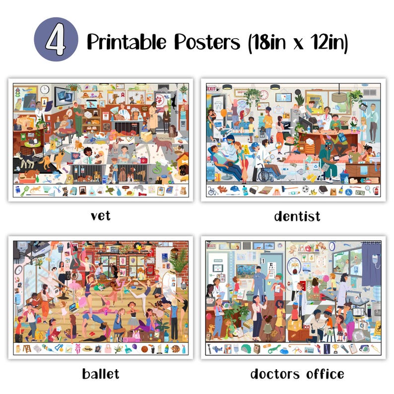 Printable Search and Find Posters, Health and Wellness Themed Bundle ...