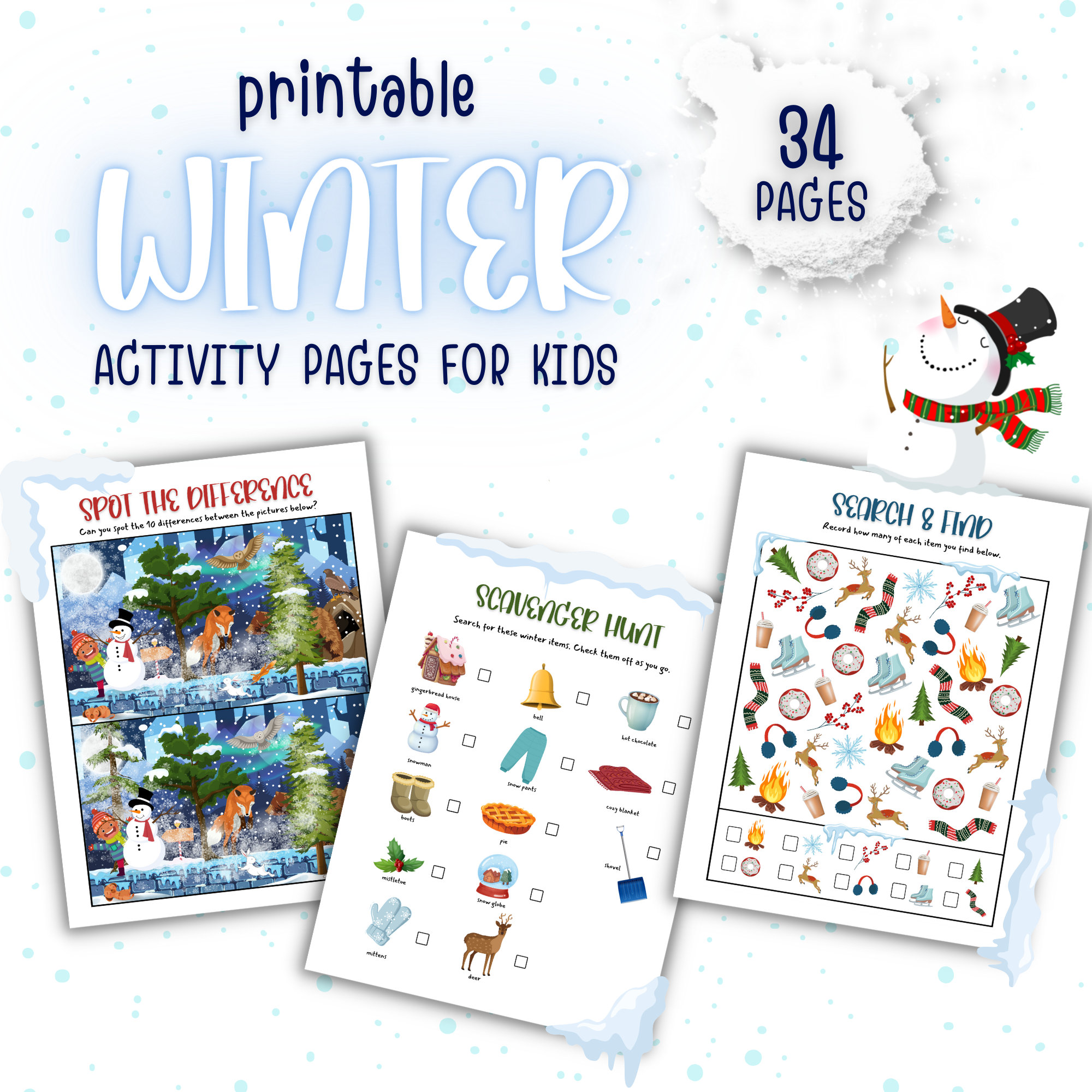 Printable Winter Activity Pages, Snow Themed Puzzles, Games, and ...