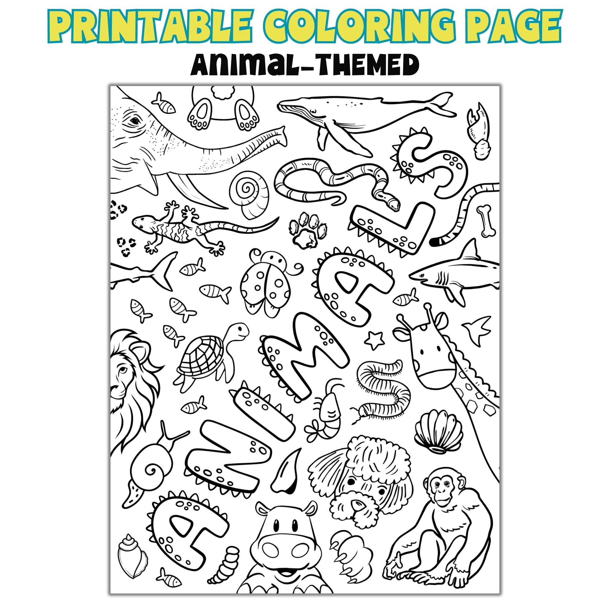 Printable Animal Doodle Coloring Page, Fun and Relaxing Activity, Cute ...