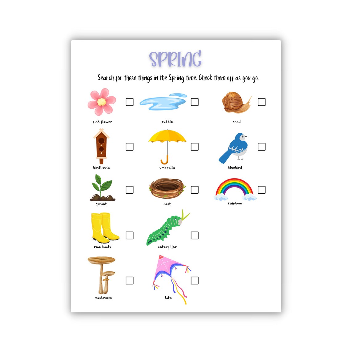 Printable Spring Scavenger Hunt, Kids Treasure Hunt, Print at Home ...