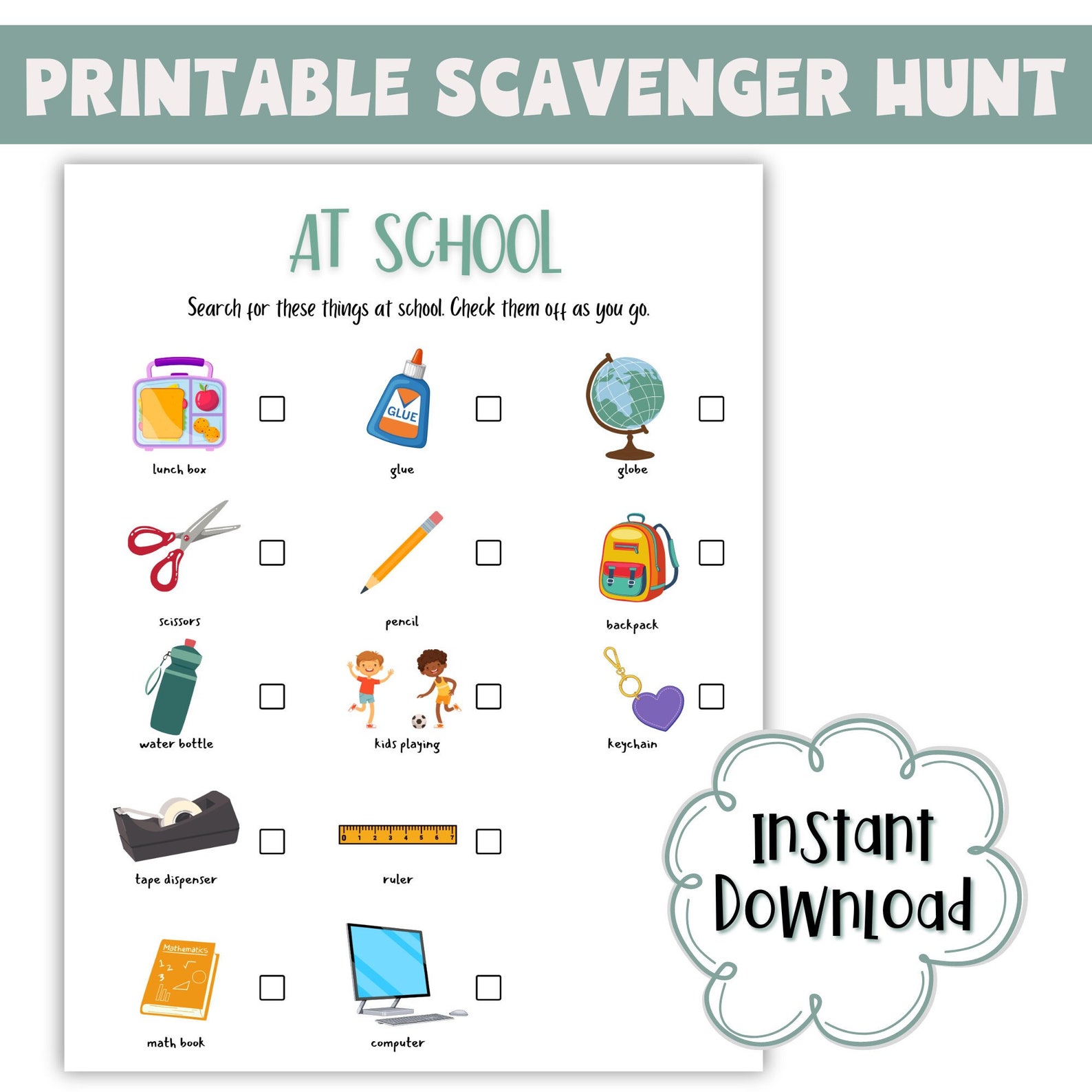 Printable Scavenger Hunt for Kids, Classroom Activities, Games for Kids ...