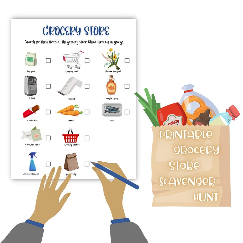Printable Grocery Store Scavenger Hunt, Kids Treasure Hunt, Print at ...