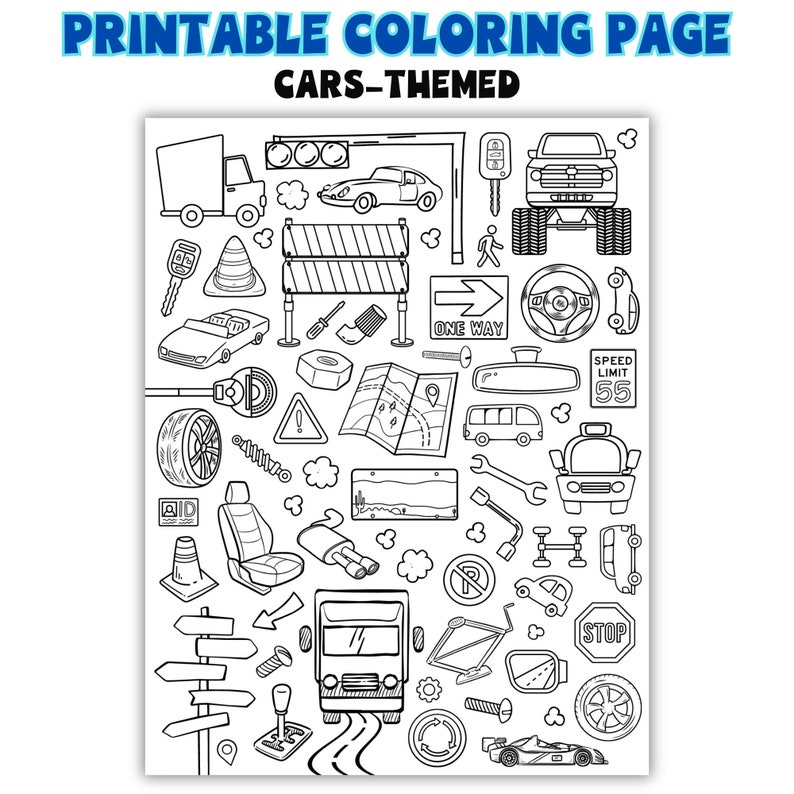 Cars & Trucks Coloring Page, Printable Vehicle Themed Activities for ...
