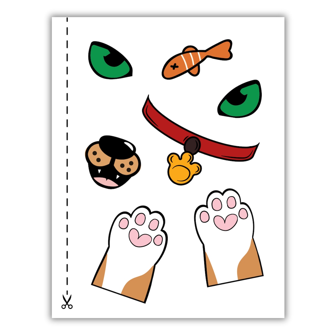 Cat Craft for Kids, Printable Cut and Paste Activity, Cat Face Assembly ...