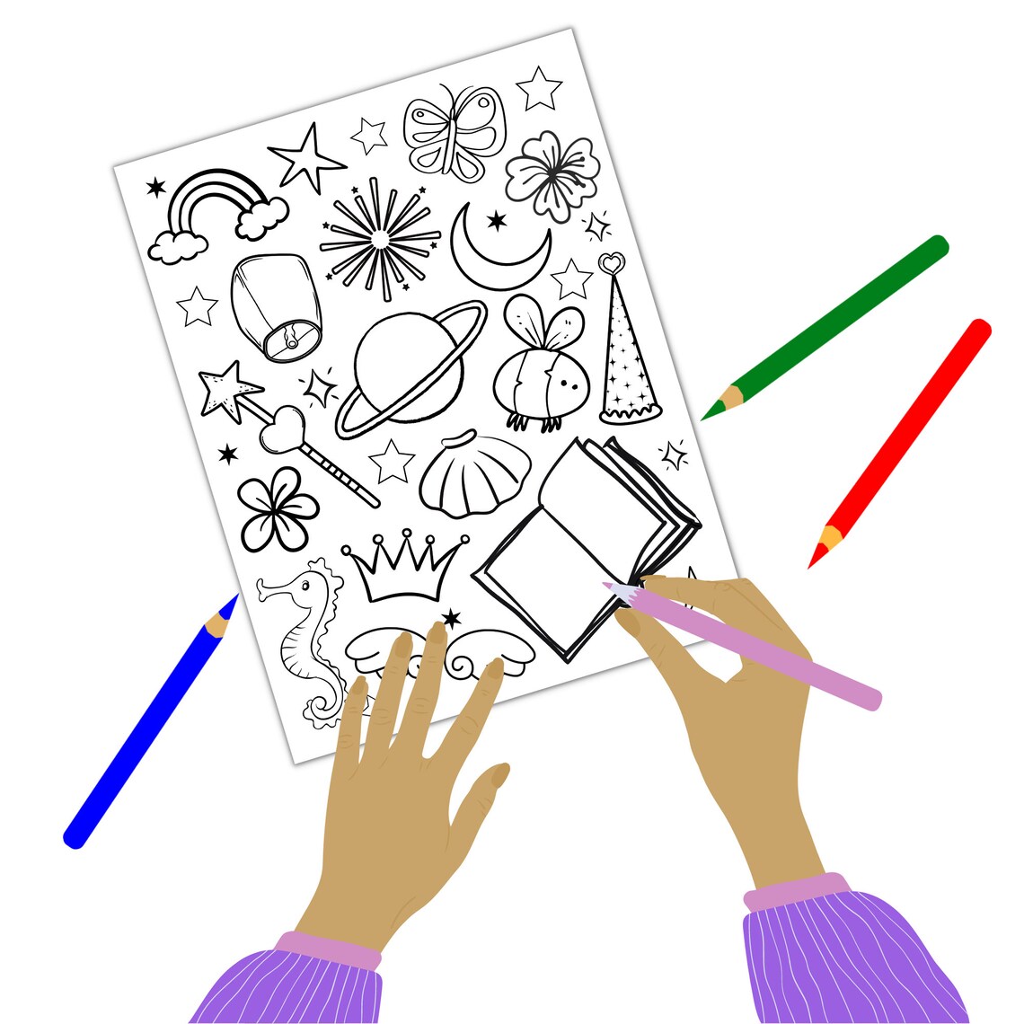 Fantasy Coloring Page, Printable Fantasy Fairy Coloring Page for Kids ...