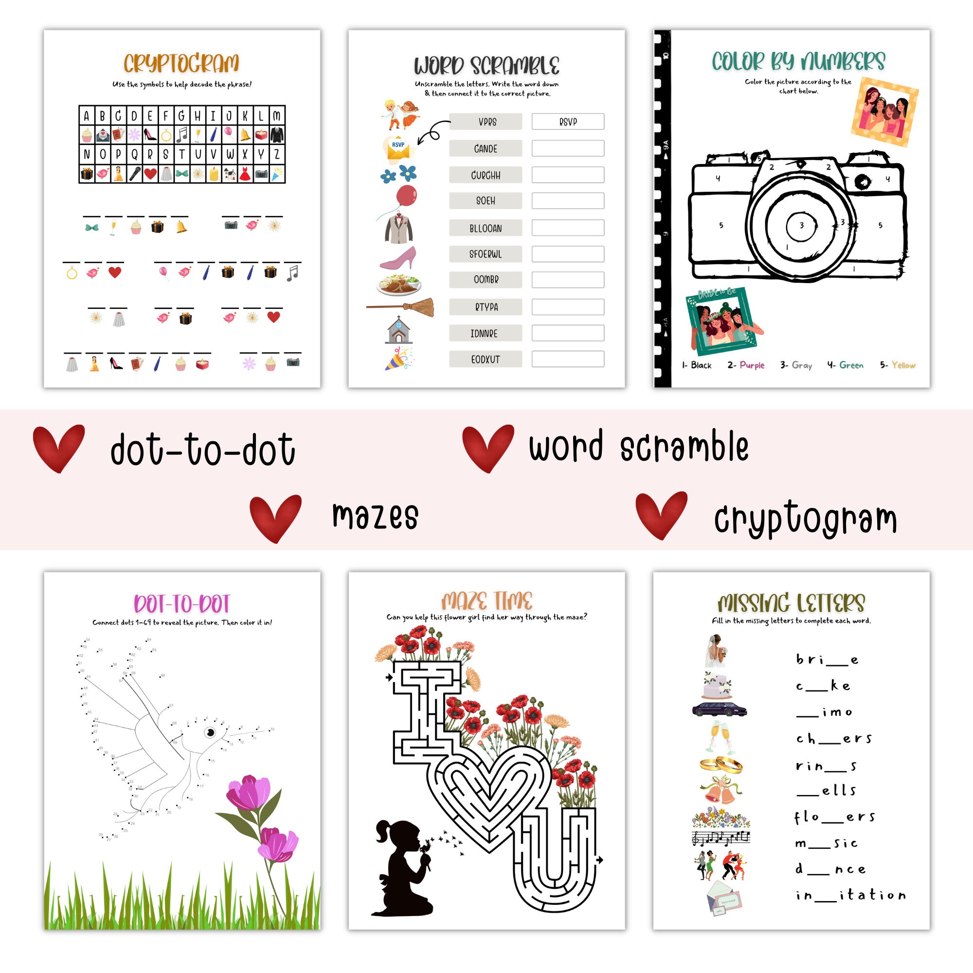 Printable Wedding Activity Book for Kids, Kids Wedding Activities ...