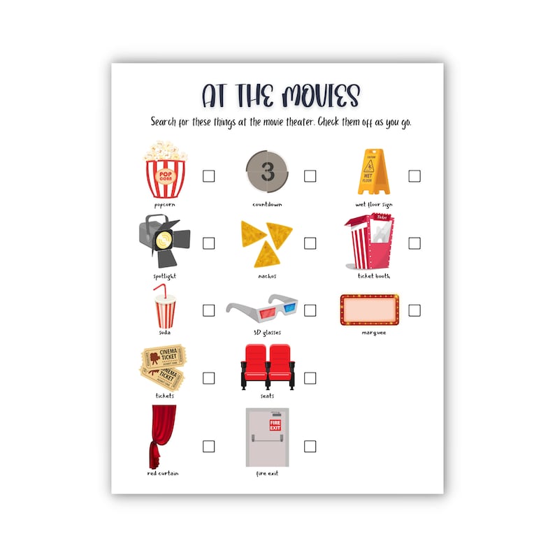 Printable Movies Scavenger Hunt, Kids Treasure Hunt, Print at Home ...