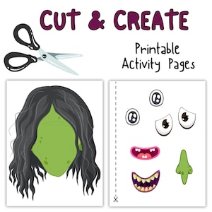 Printable Witch Halloween Cut and Glue Activity for Kids, Fun and ...