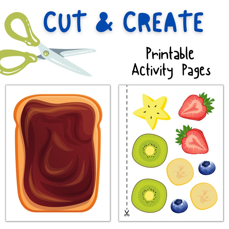 Printable Food Assembly Kit, Fruit & Toast Cut and Create, Printable ...