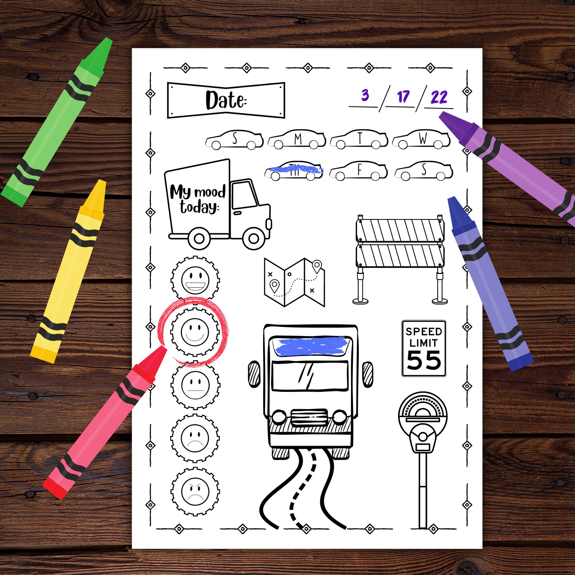Kids Printable Mood Trackers and Daily Journal Pages With Handwriting ...