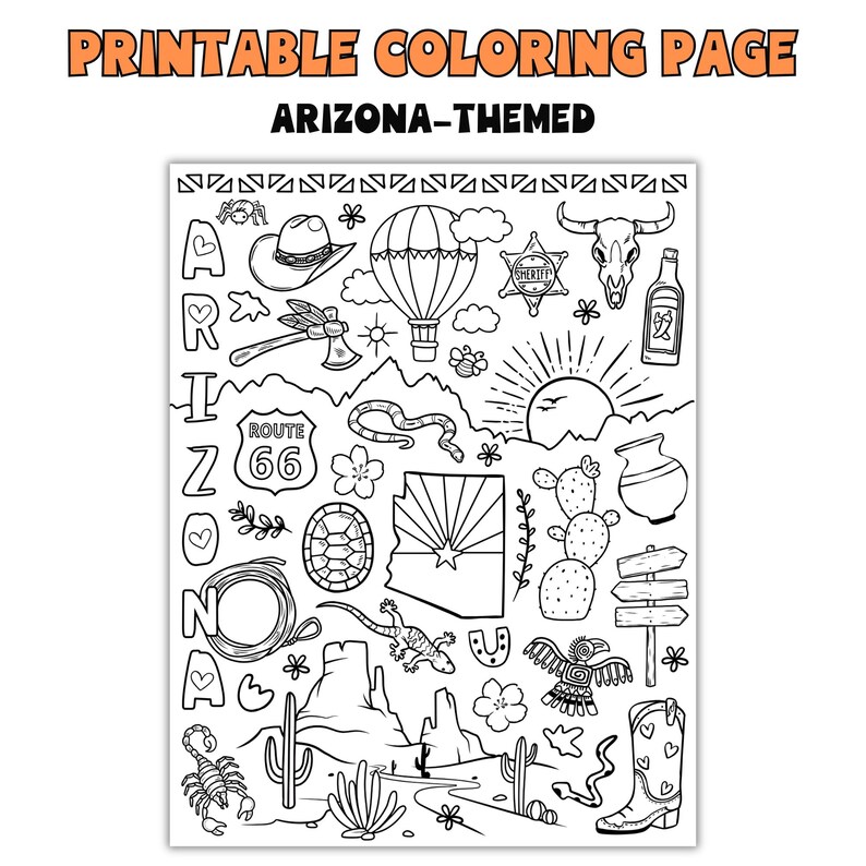 Arizona Doodle Art Coloring Page, Printable Creative Doodles for ...