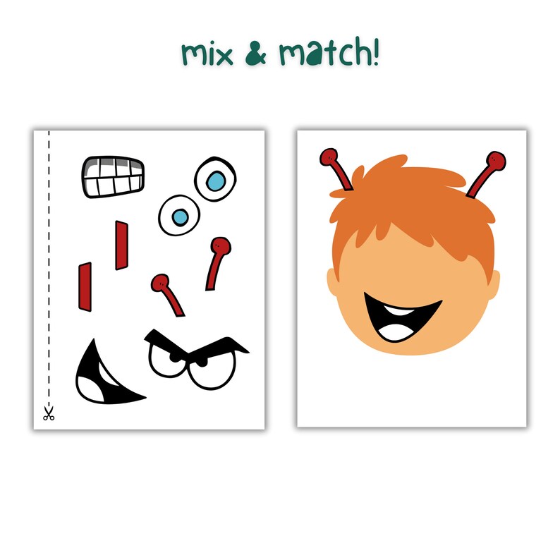 Cut and Create, Printable Crafts for Kids, Silly Faces - Etsy
