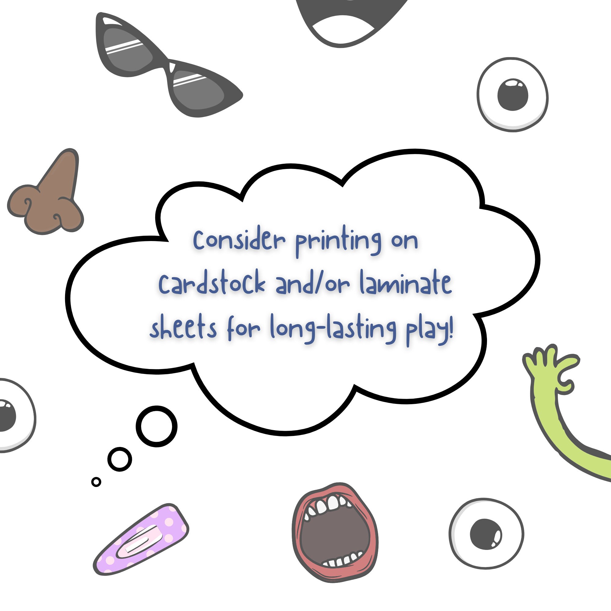 Printable Silly Faces Cut and Paste Bundle, Funny Faces Craft for Kids ...