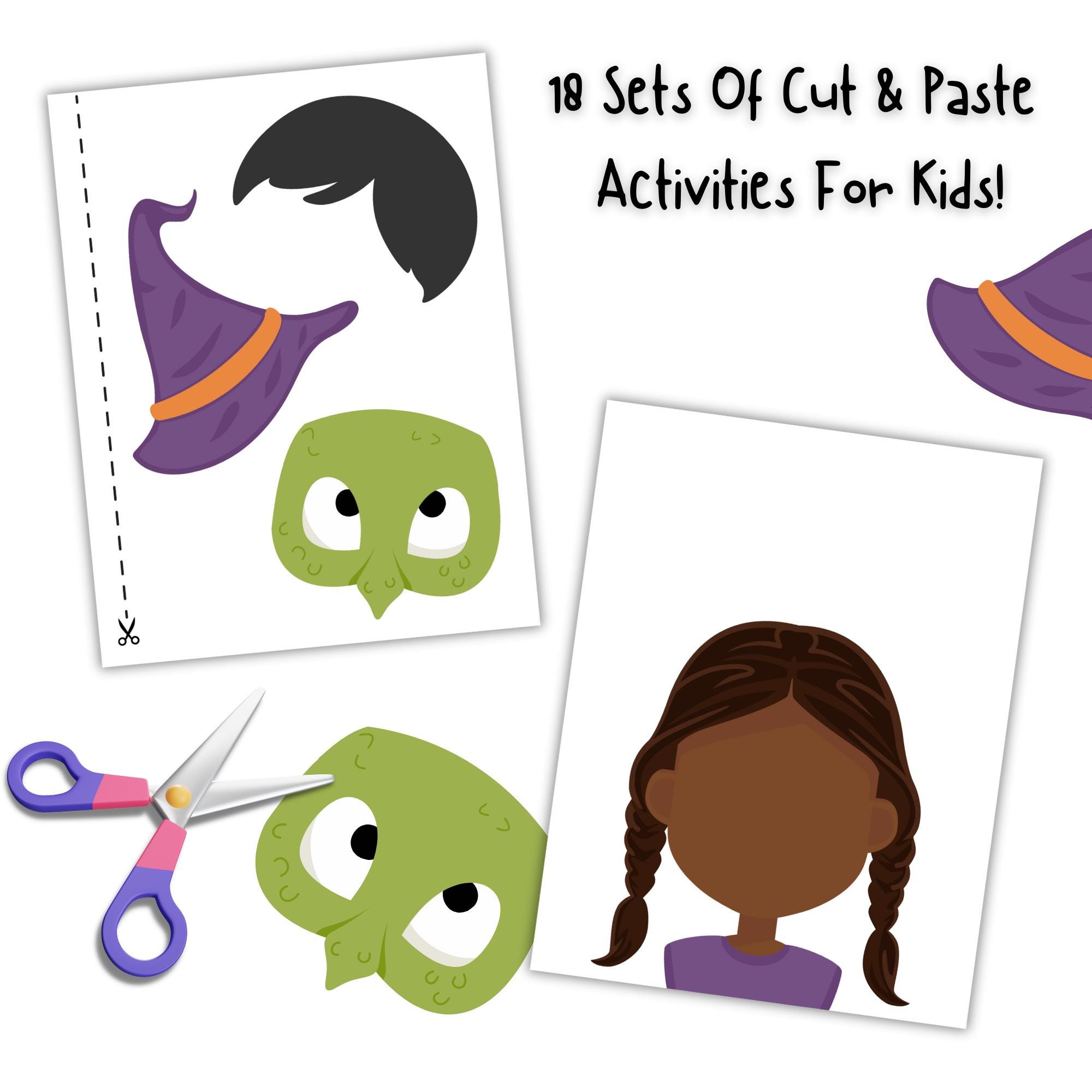 Printable Halloween Crafts for Kids, Cut and Paste Activities, Instant ...