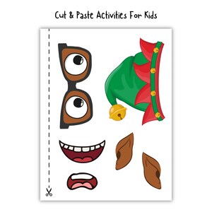 Boy Elf Cut & Paste Craft for Kids, Fun Holiday Activity, DIY Christmas ...