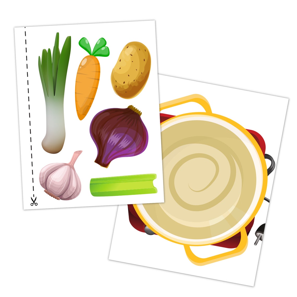 Printable Food Assembly Kit, Veggie Soup Cut and Create, Printable ...